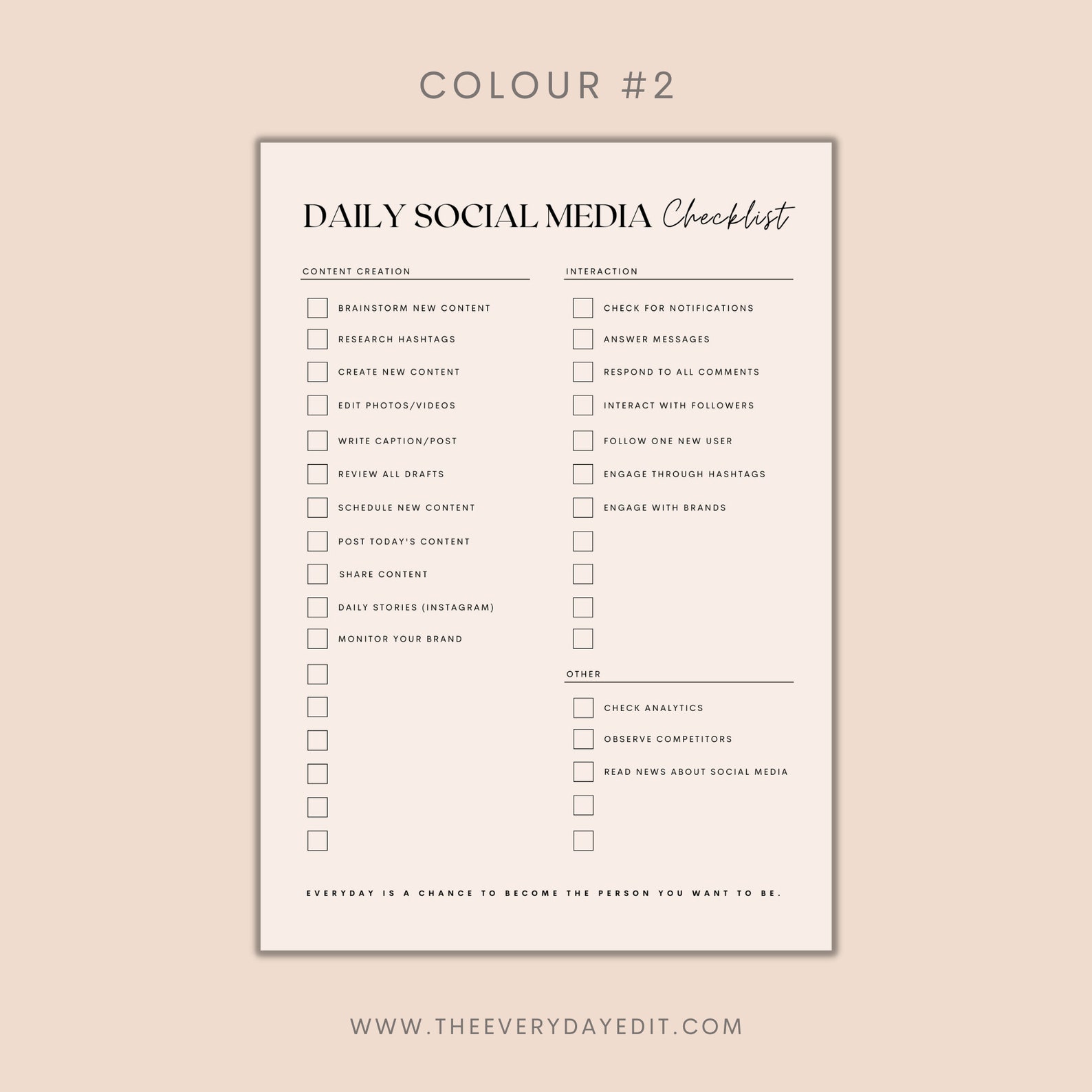Daily Social Media Checklist Printable, Social Media Planner Printable ...