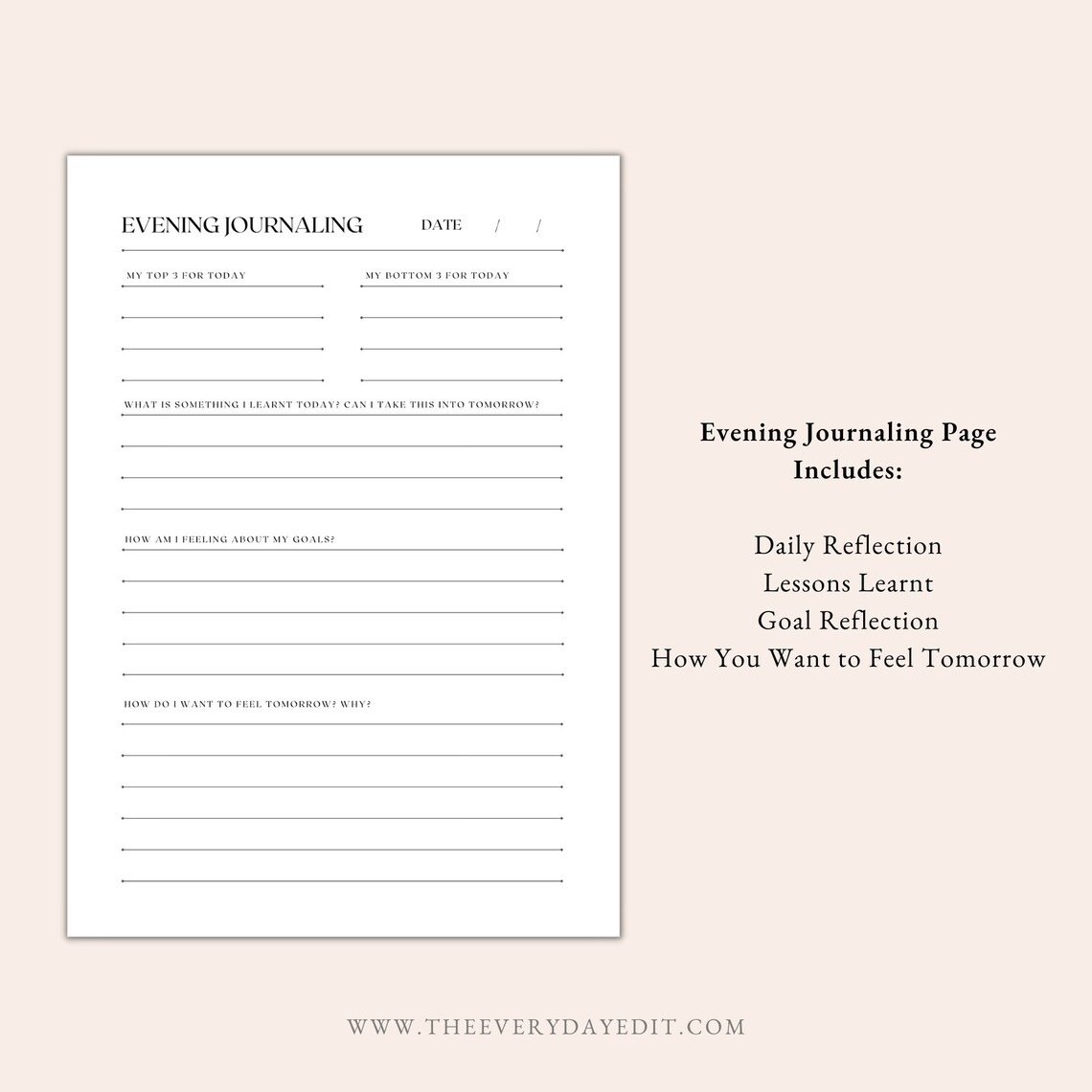 Daily Journaling Pages Printable Download Daily Journal - Etsy Australia