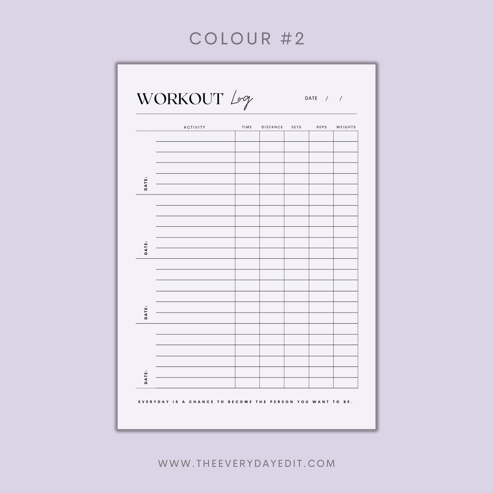 Workout Log Printable, Workout Planner Printable, Workout Tracker ...