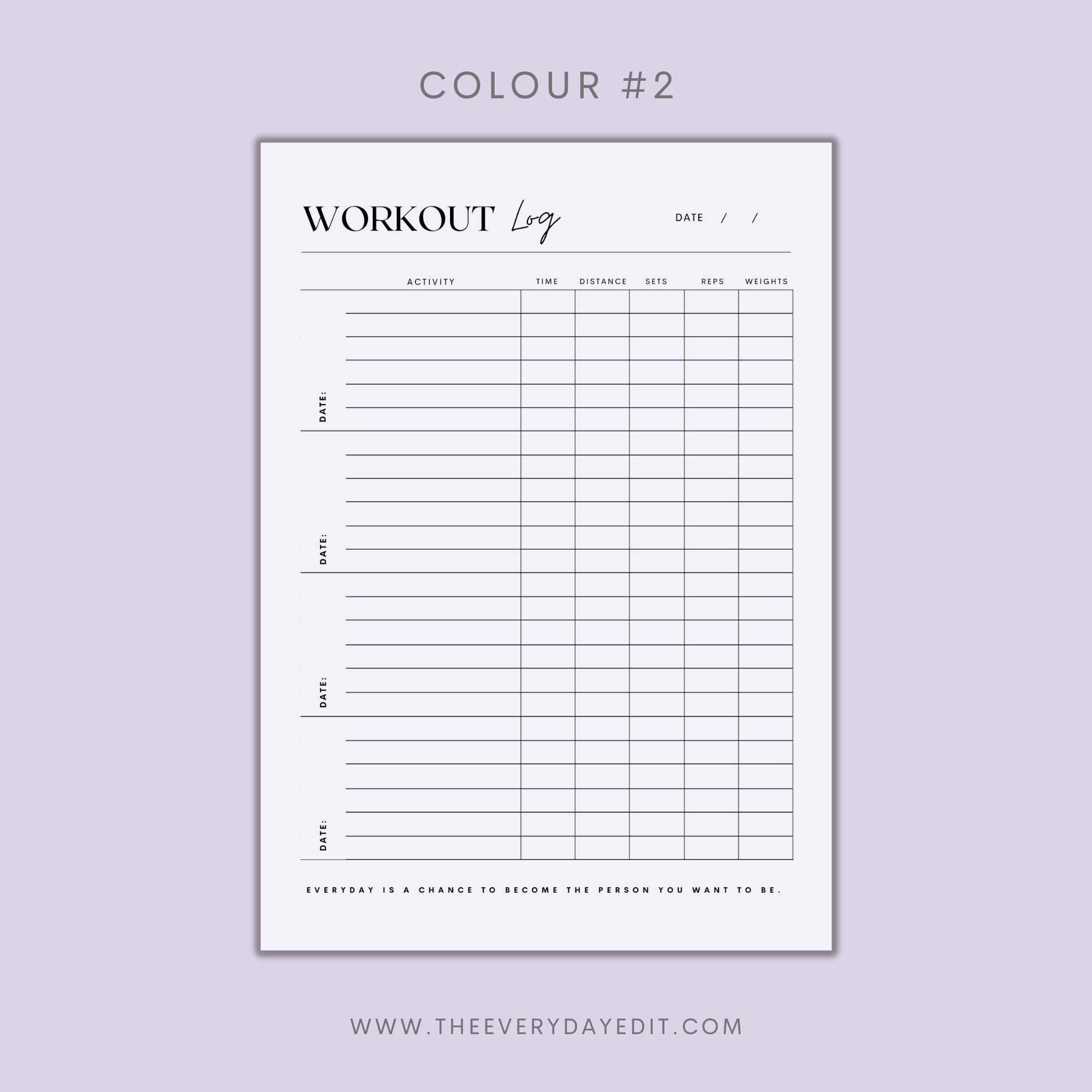Workout Log Printable, Workout Planner Printable, Workout Tracker ...