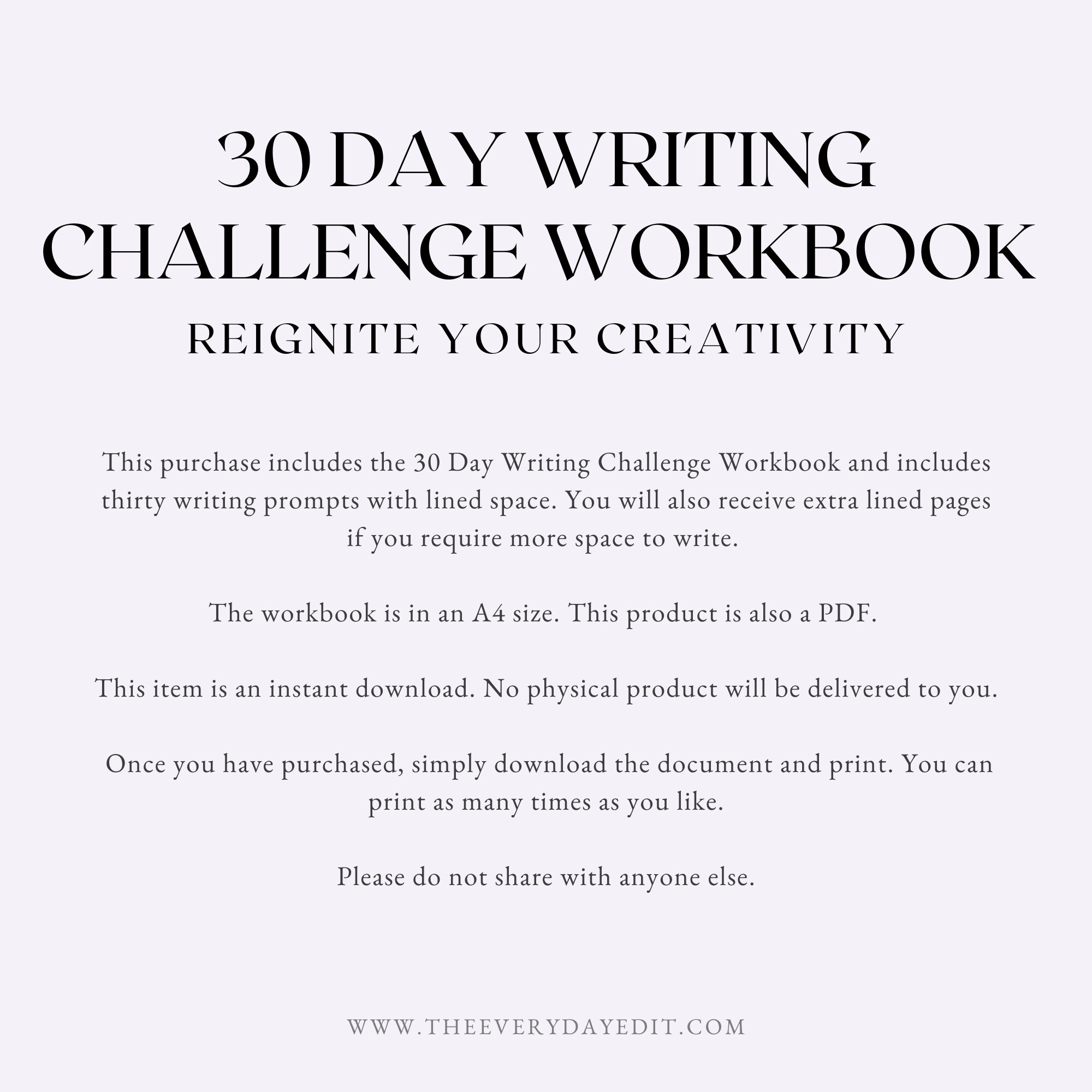 30 Day Writing Challenge Workbook Printable, Book Writing Prompts ...