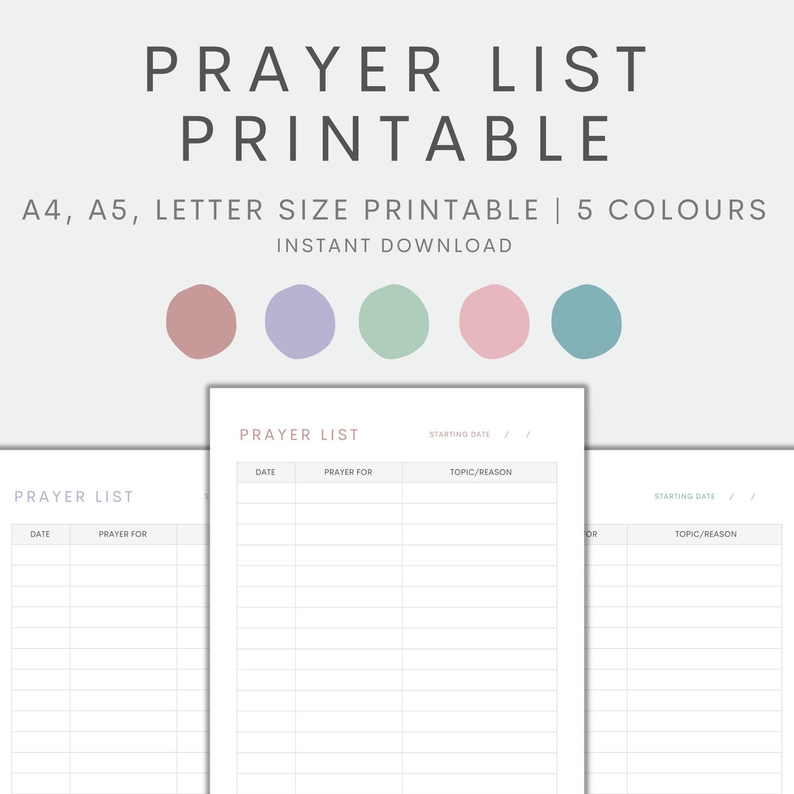 Prayer List Printable, Prayer Journal, Prayer Log, Printable Planner ...