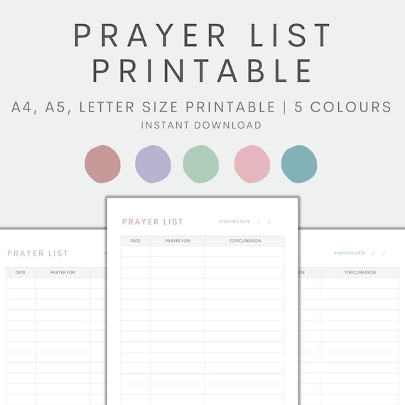 Prayer List Printable Prayer Journal Prayer Log Printable | Etsy