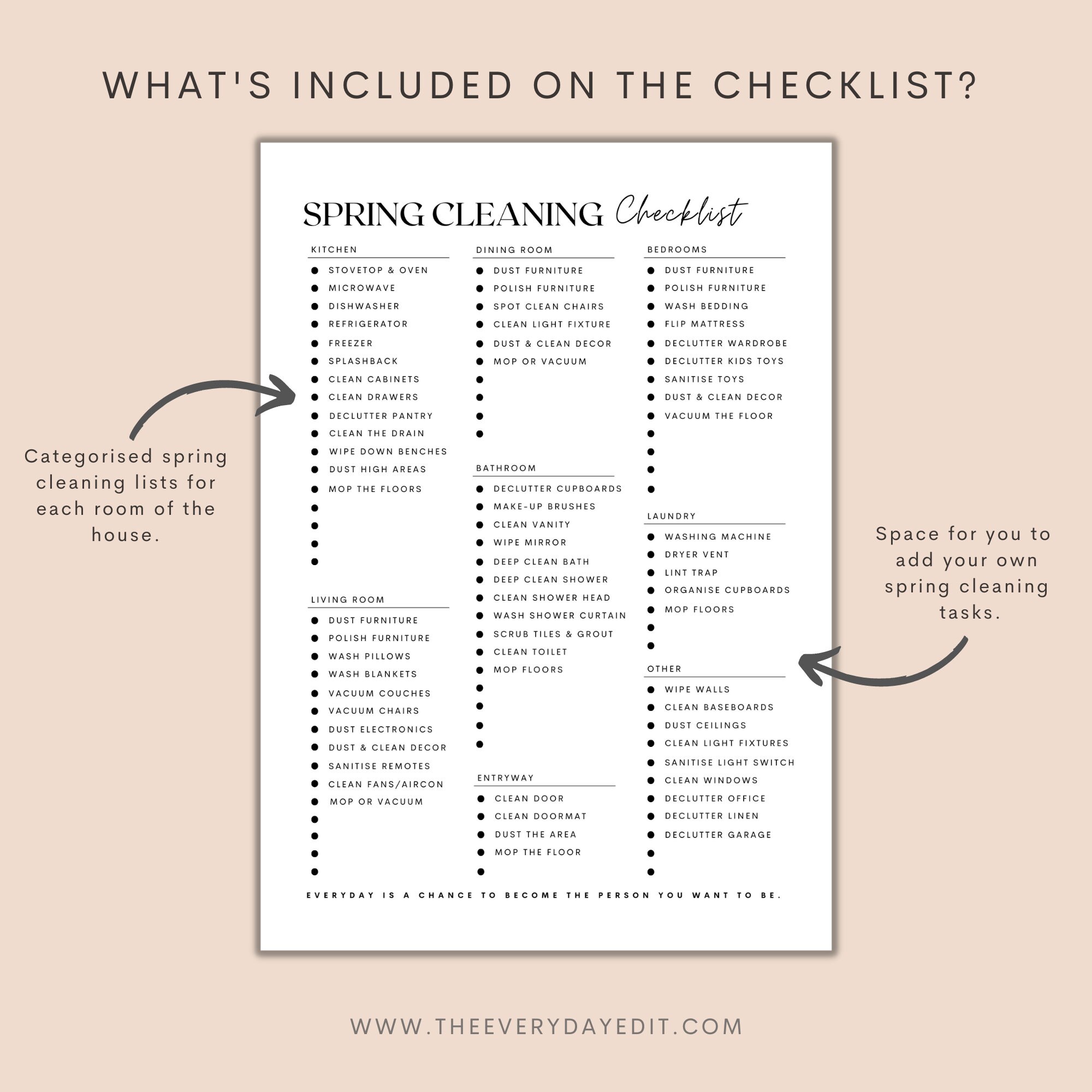 Spring Cleaning Checklist Printable, Cleaning Planner Printable, Chore ...