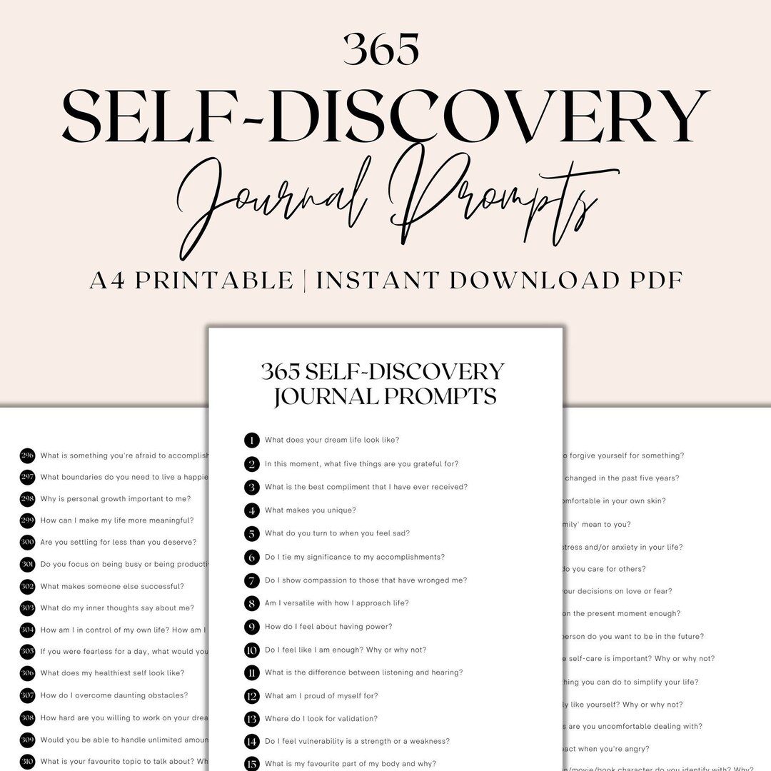 365 Self-discovery Journal Prompts Printable, Shadow Work Journaling ...