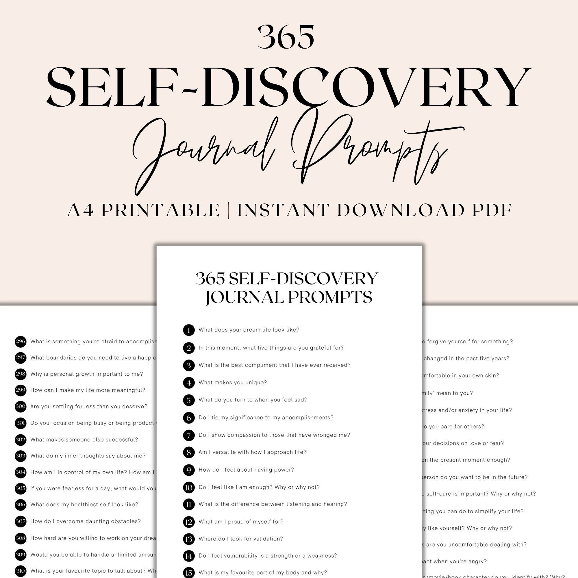 365 Self-discovery Journal Prompts Printable, Shadow Work Journaling ...