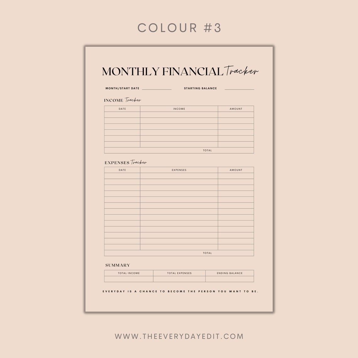 Monthly Financial Tracker Printable, Monthly Expense Tracker, Money ...
