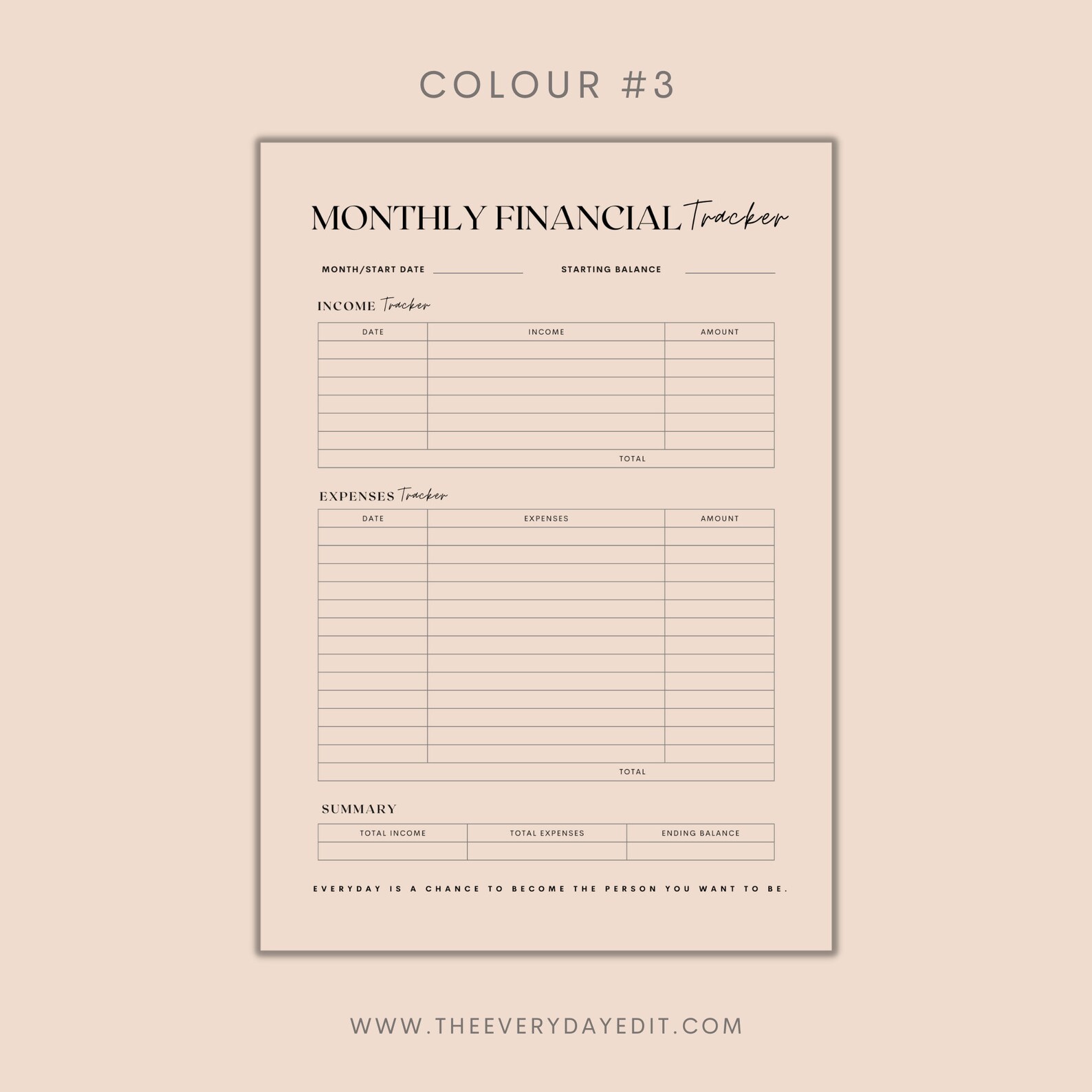Monthly Financial Tracker Printable, Monthly Expense Tracker, Money ...