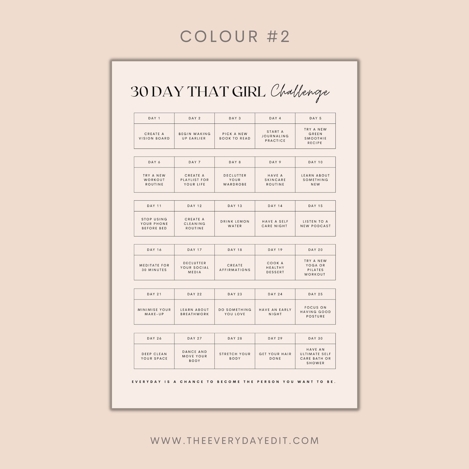 30 Day That Girl Challenge Printable, That Girl Planner, Glow up ...