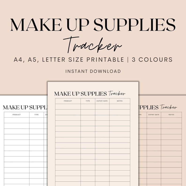 Make up Supplies Tracker Printable, Beauty Tracker, Beauty Journal ...