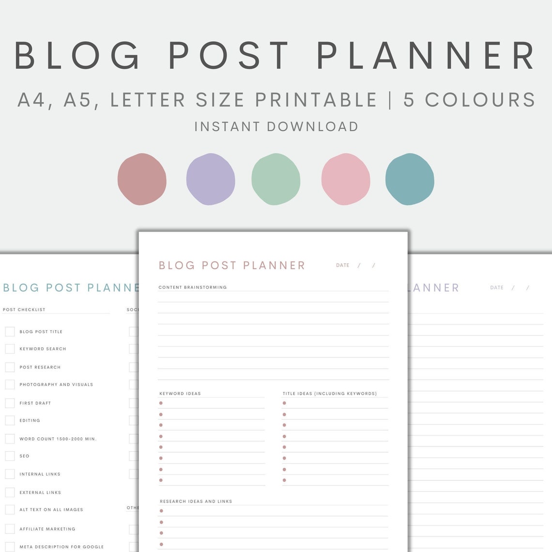 Blog Post Planner Printable, Blog Planner, Blog Post Checklist ...