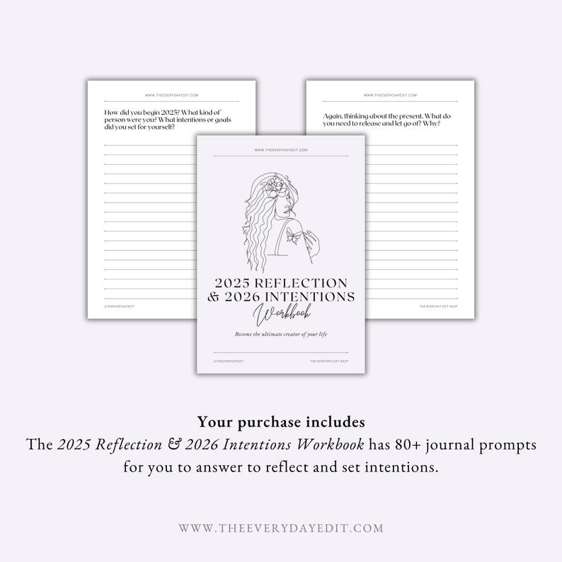 2025 Reflection 2026 Intentions Workbook, 2026 Yearly Planner Printable ...