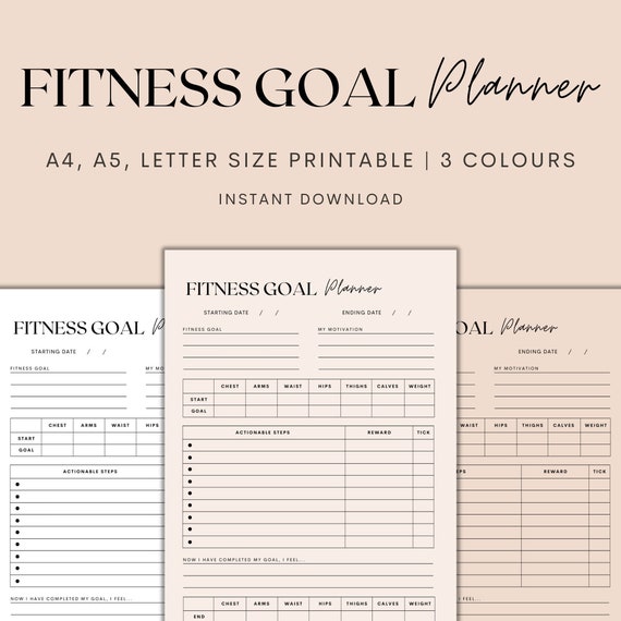 Fitness Goal Planner Printable Fitness Planner Health - Etsy