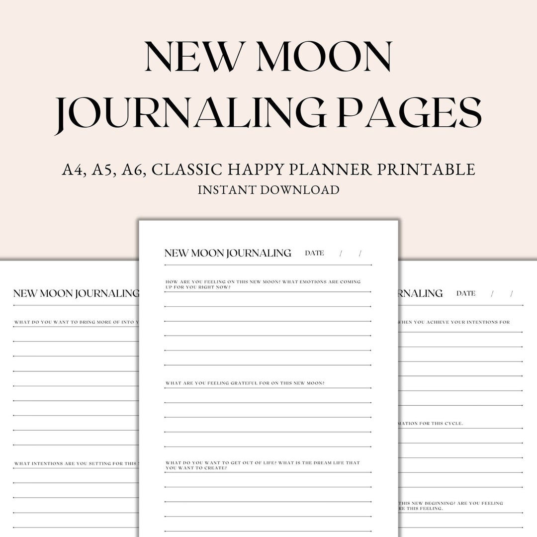 New Moon Journaling Pages Printable, Journal Prompts, Moon Phases ...