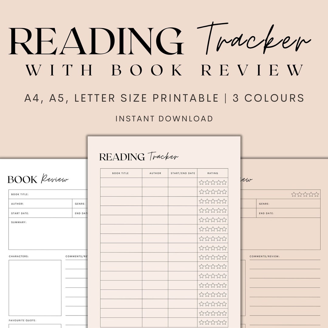 Reading Tracker Printable, Book Review, Reading Journal, Reading Log ...