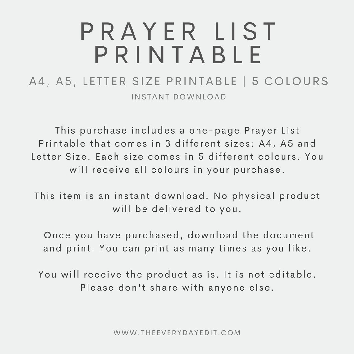 Prayer List Printable, Prayer Journal, Prayer Log, Printable Planner ...