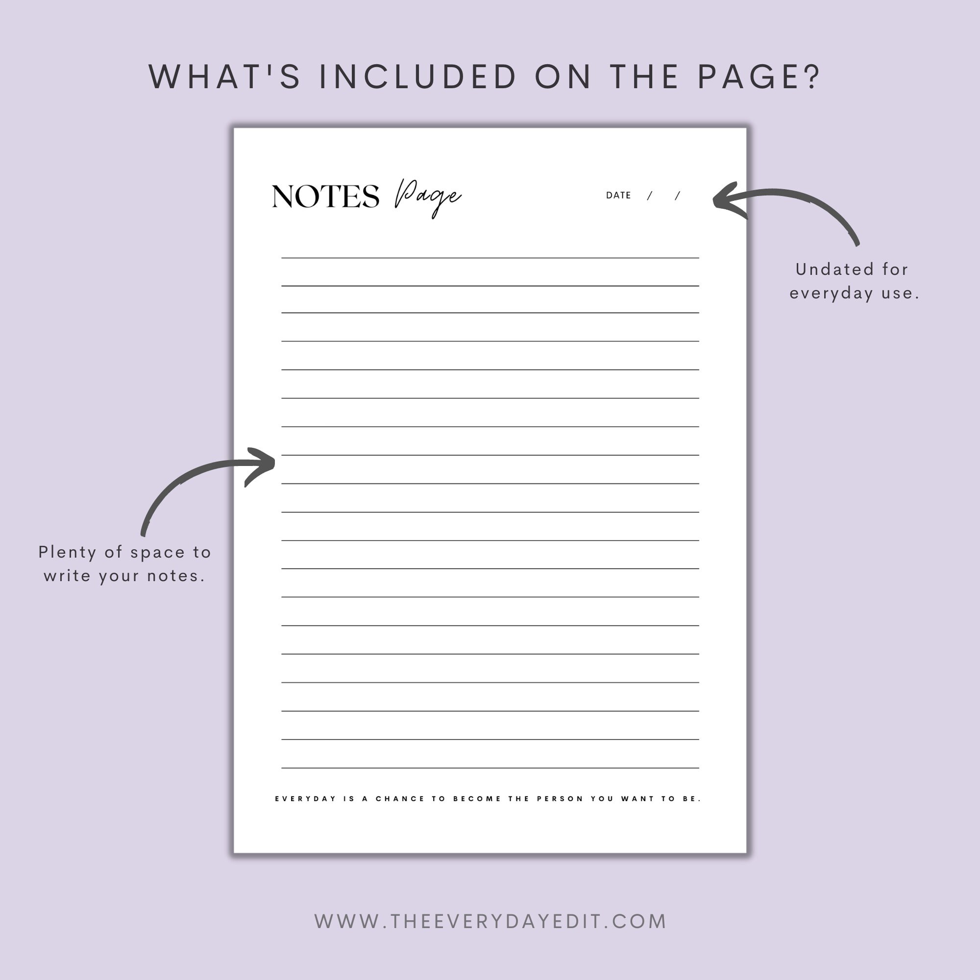 Notes Page Printable, Lined Note Paper, Lined Journal Page, Journaling ...