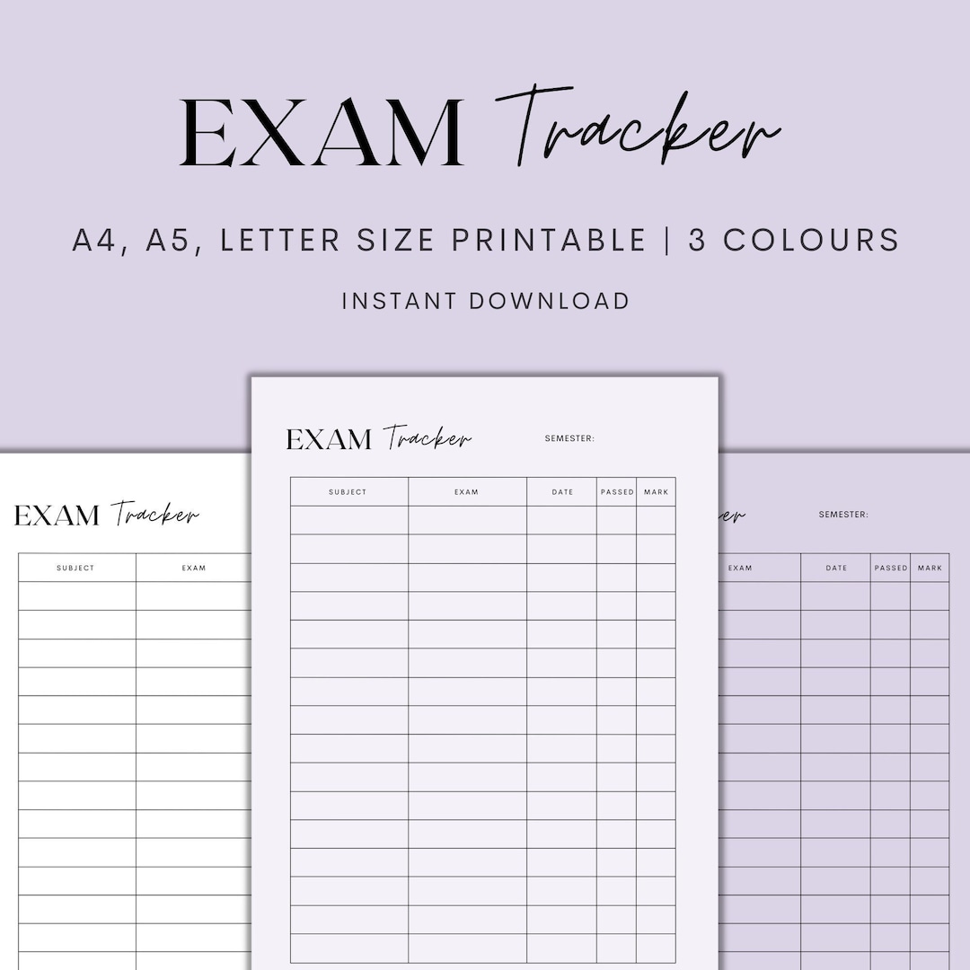 Exam Tracker Printable, Assessment Tracker Sheet, University Planner ...