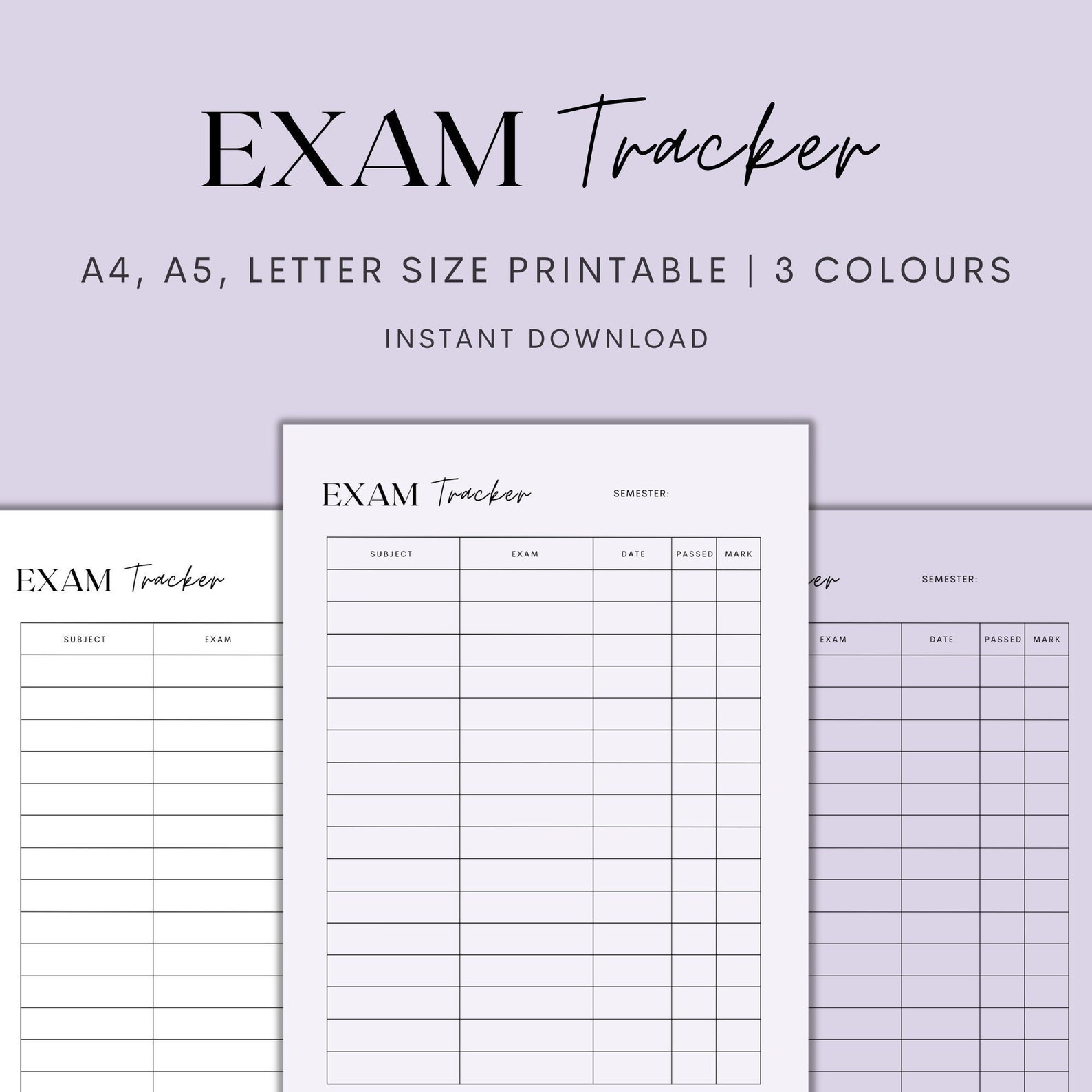 Exam Tracker Printable, Assessment Tracker Sheet, University Planner ...