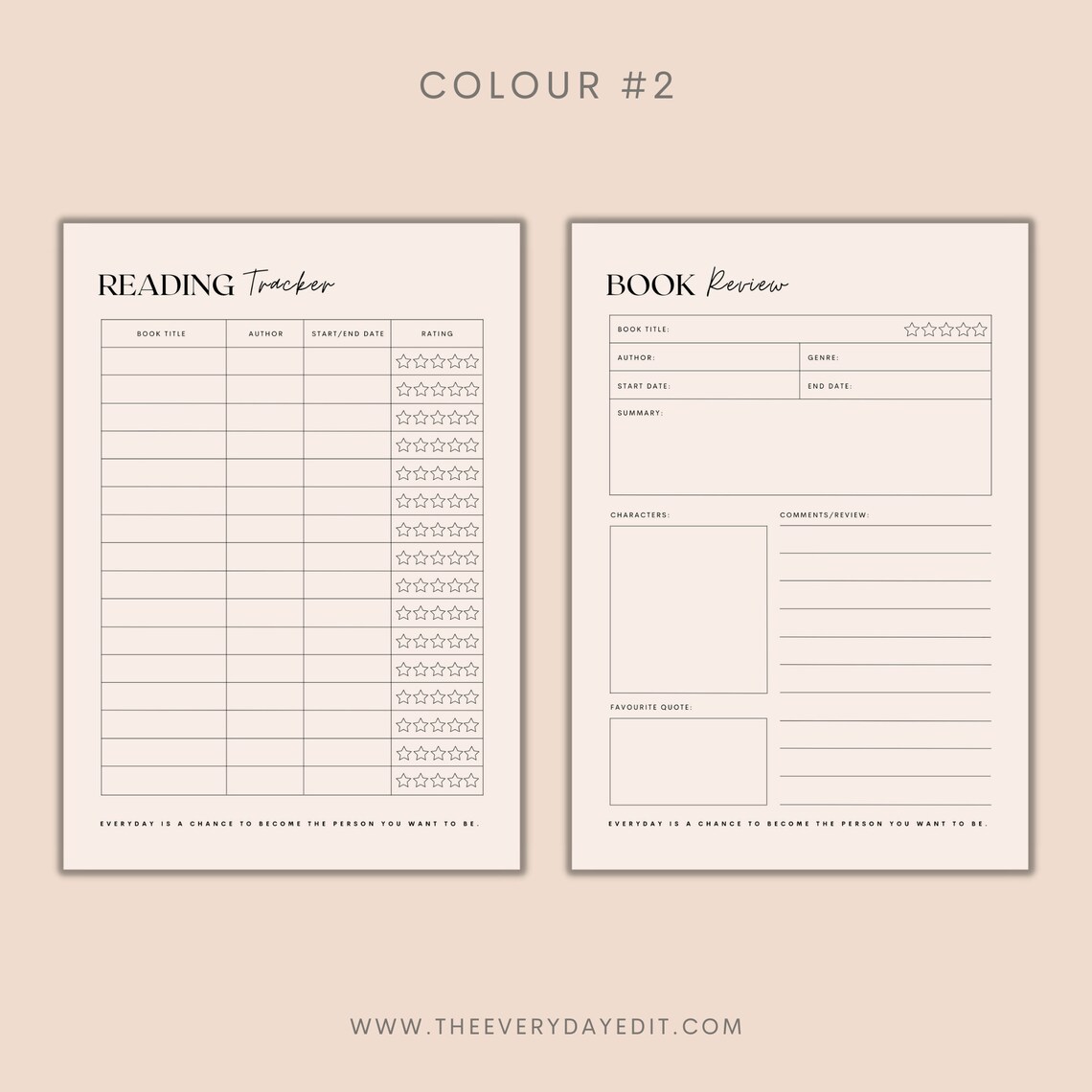 Reading Tracker Printable Book Review Reading Journal - Etsy