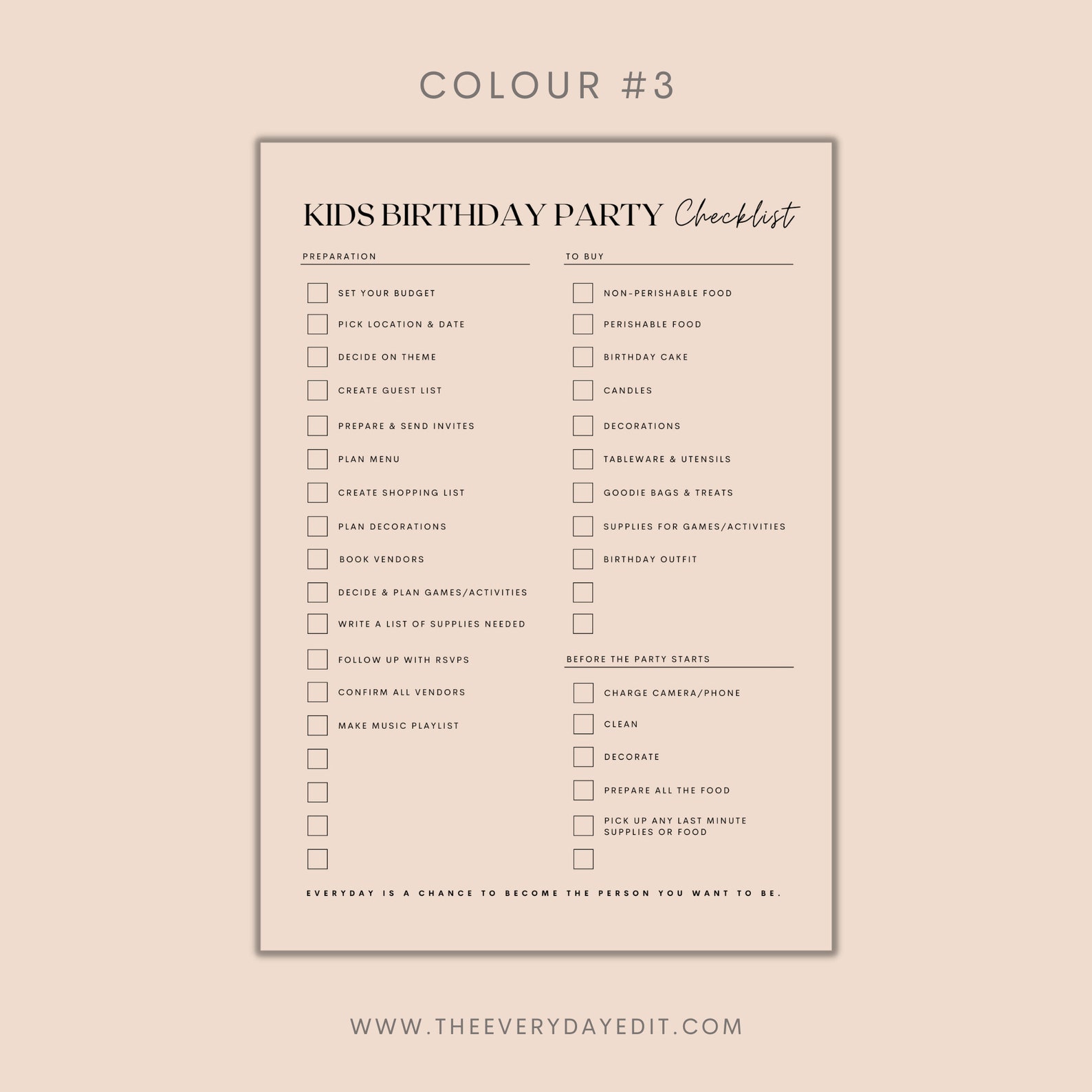 Kids Birthday Party Checklist Printable, Kids Party Planner Printable ...