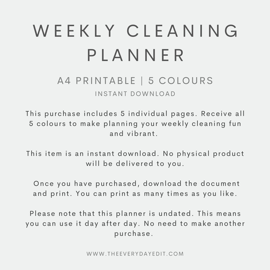 Weekly Cleaning Planner Printable, Weekly Cleaning Schedule, Cleaning ...