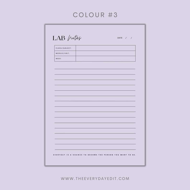 Lab Notes Tracker Printable, Lab Notes Paper, Lined Notes Page, College ...