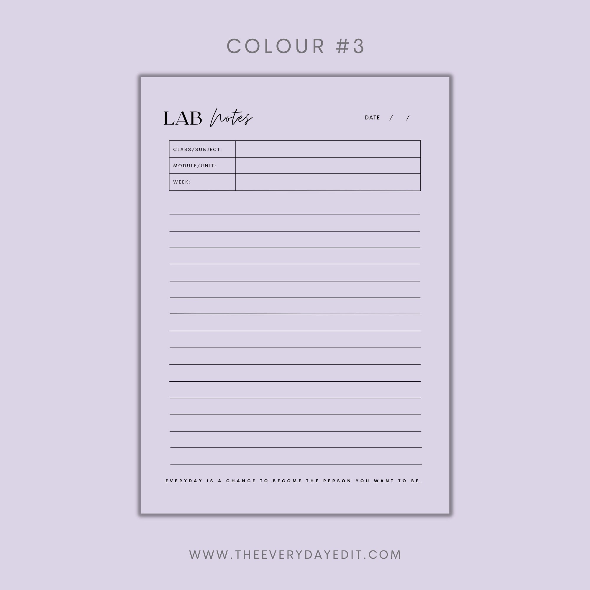 Lab Notes Tracker Printable, Lab Notes Paper, Lined Notes Page, College ...