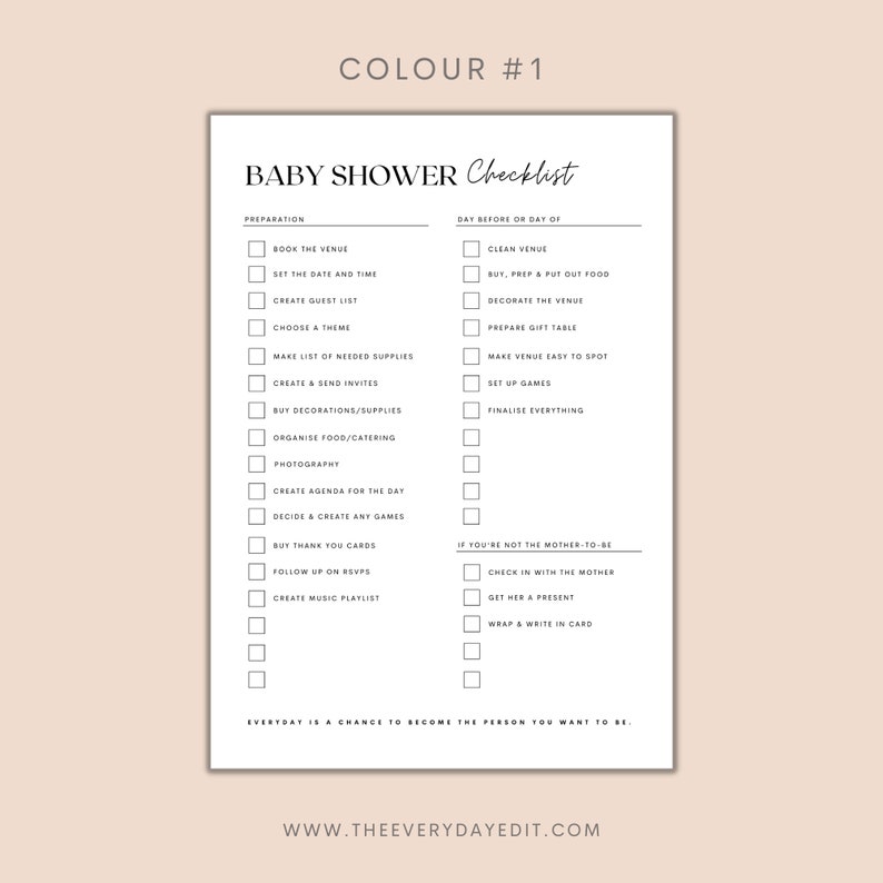 Baby Shower Checklist Printable, Baby Shower Planner Printable, Party ...