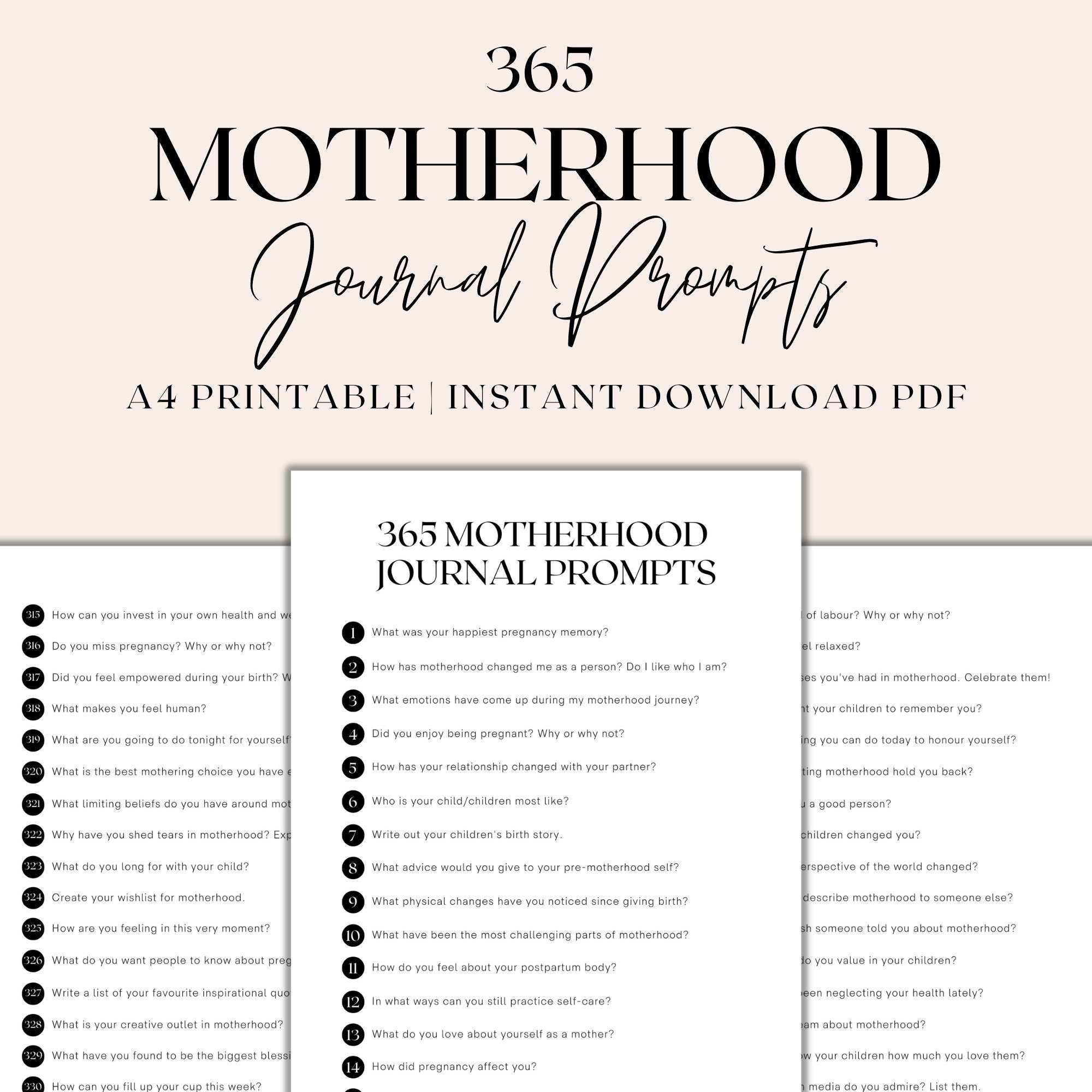 365 Motherhood Journal Prompts, Self Discovery Journaling Prompts ...
