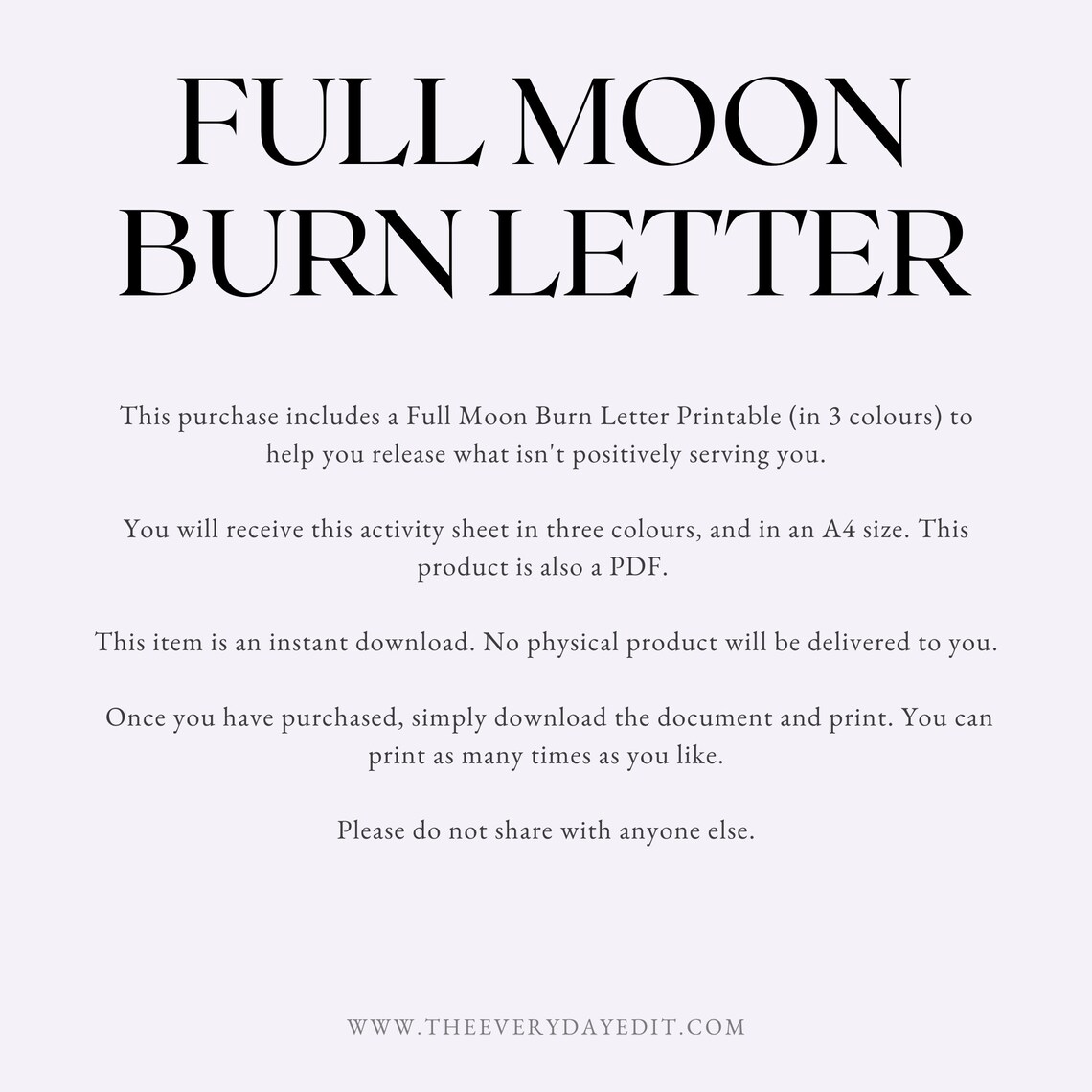 Full Moon Burn Letter Printable Full Moon Ritual Instant | Etsy