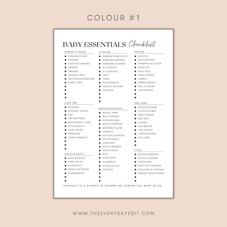 Baby Essentials Checklist Printable Newborn Checklist - Etsy Canada