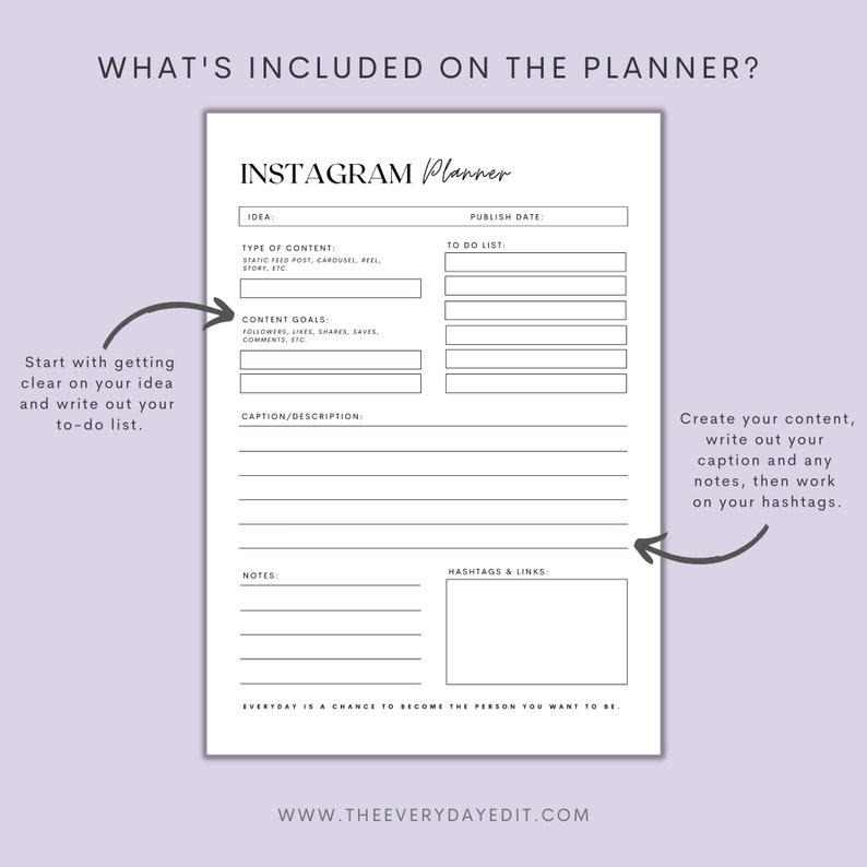 Instagram Planner Printable Social Media Planner Instagram - Etsy