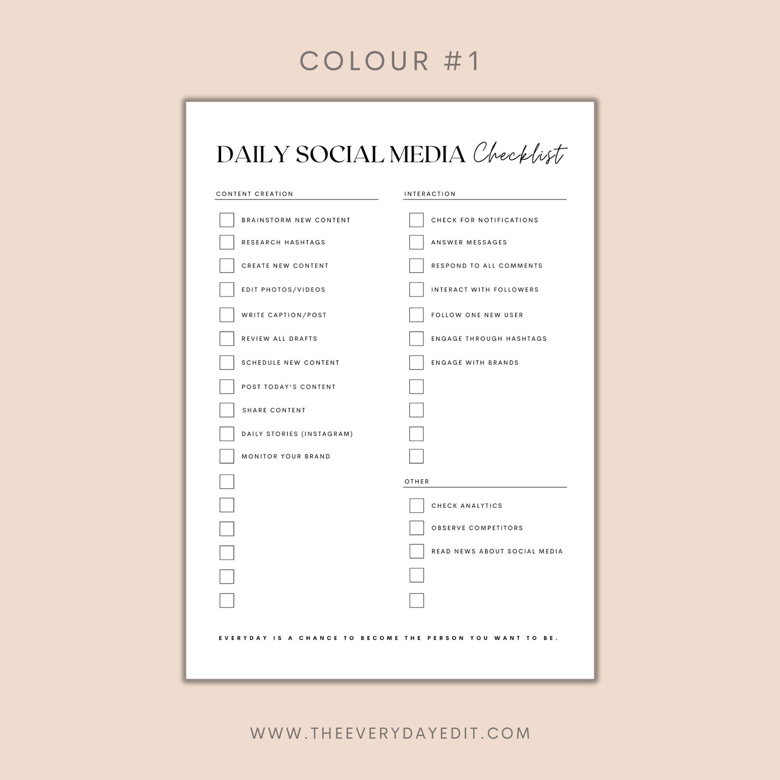 Daily Social Media Checklist Printable, Social Media Planner Printable ...
