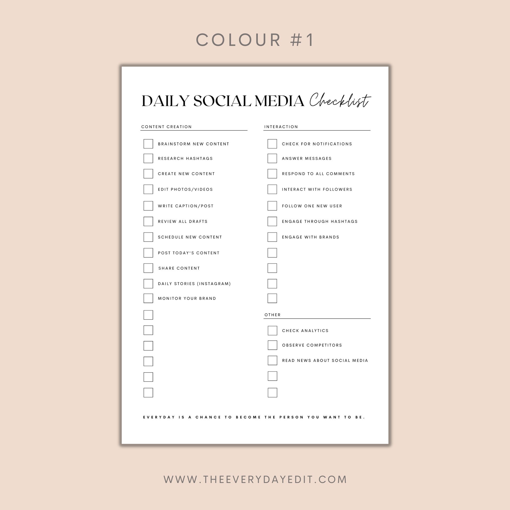 Daily Social Media Checklist Printable, Social Media Planner Printable ...
