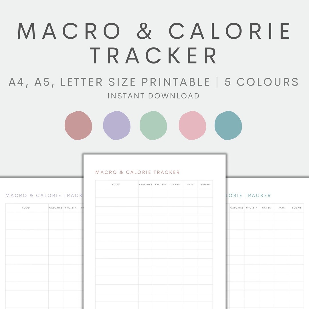Macro Tracker Printable, Calorie Tracker, Food Diary Printable, Food ... Macro Tracker Printable, Calorie Tracker, Food Diary Printable, Food ...