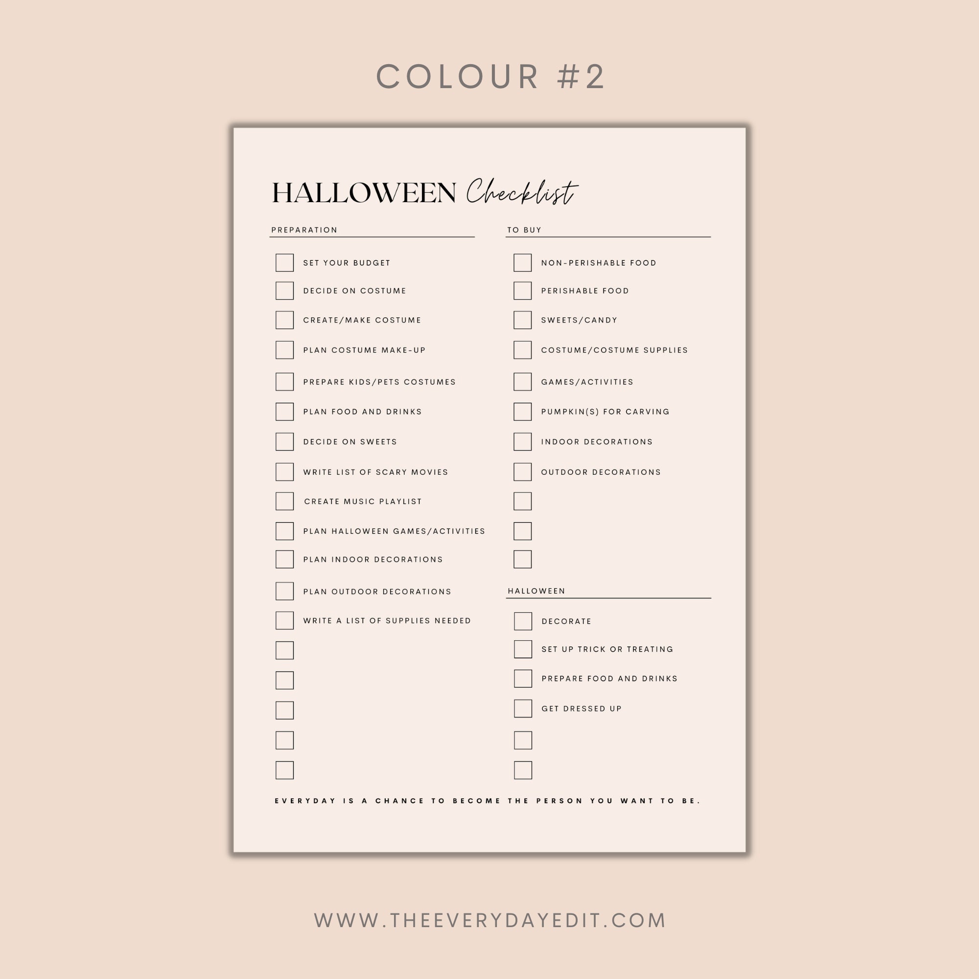 Halloween Checklist Printable, Halloween Party, Halloween Planner ...