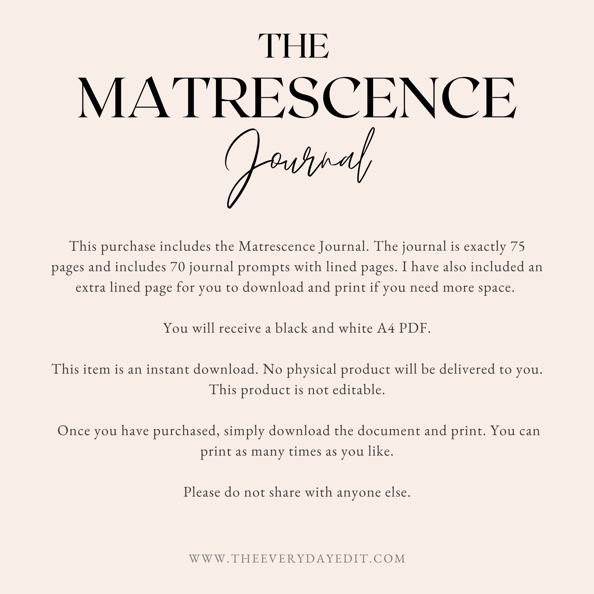 The Matrescence Journal Printable, Motherhood Journal Prompts ...