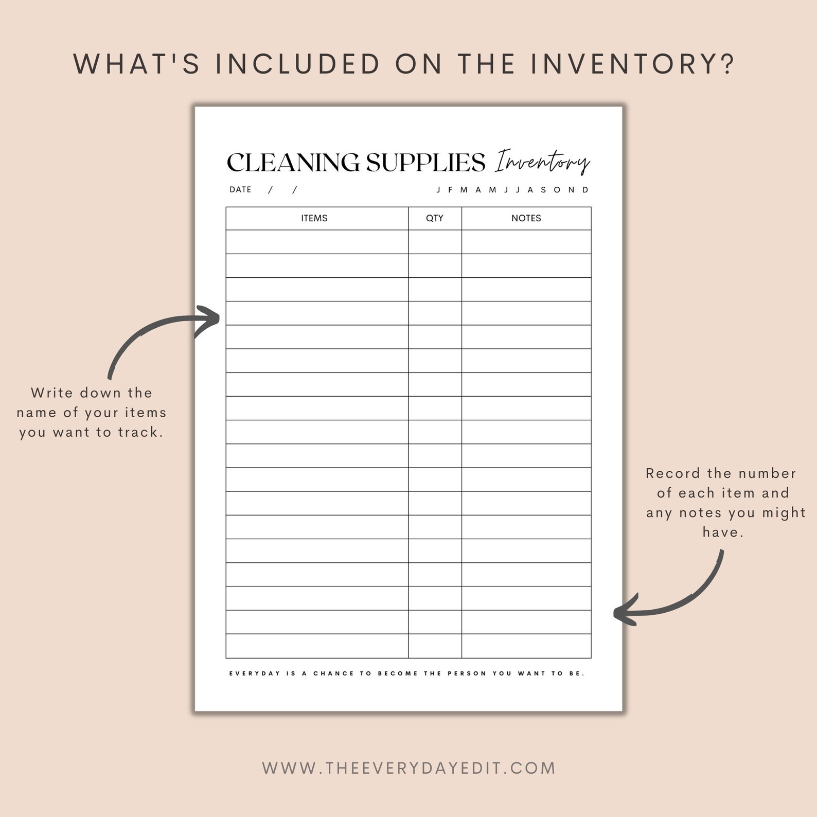 Cleaning Supplies Inventory Printable, Cleaning Inventory Chart, Home ...