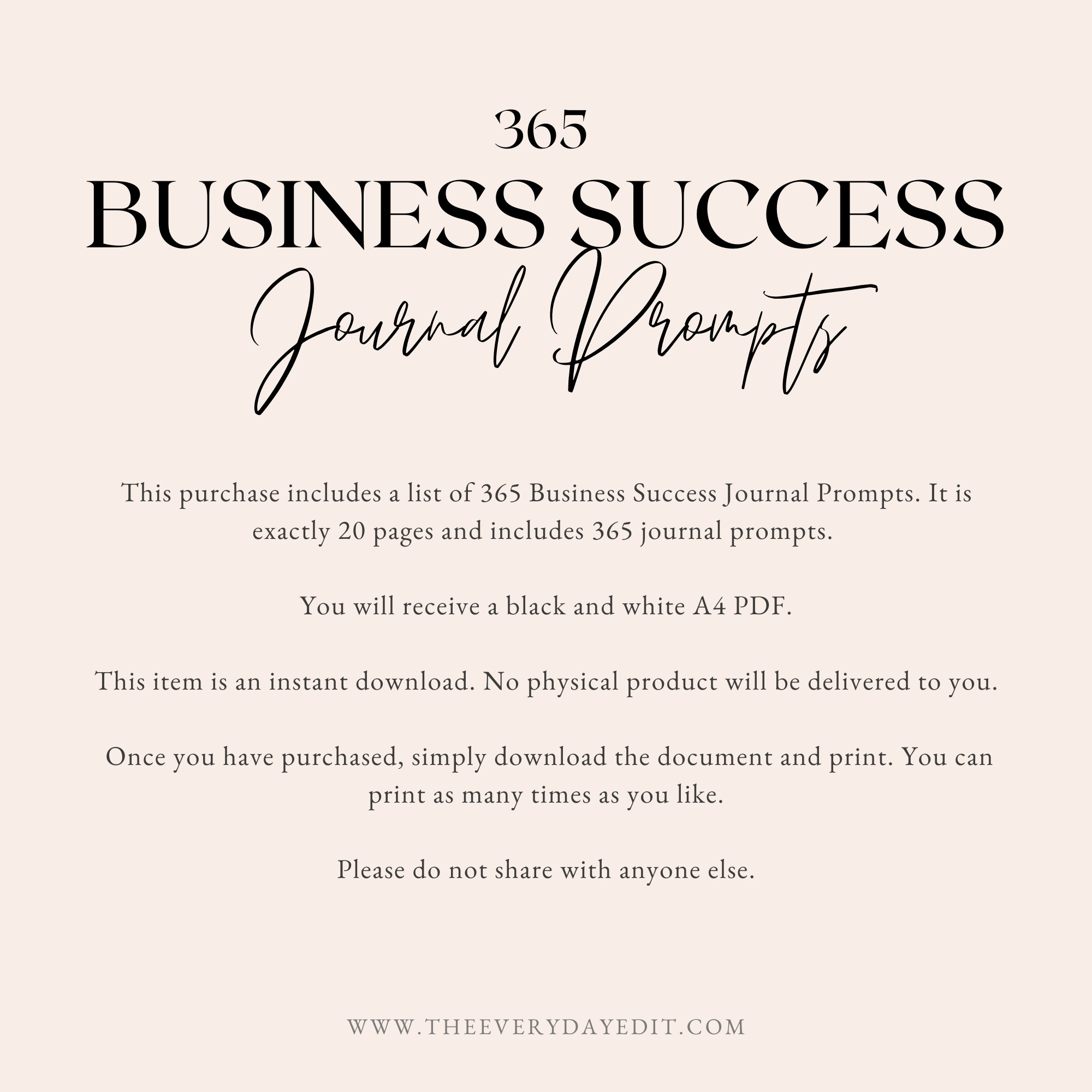 365 Business Success Journal Prompts Printable, Small Business ...
