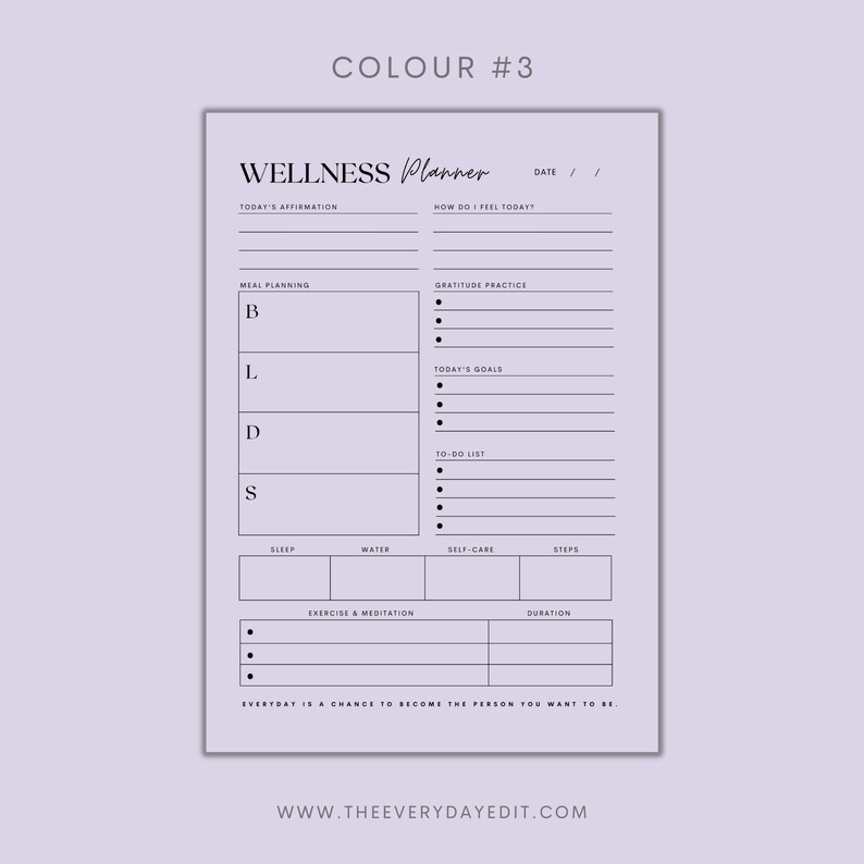Wellness Planner Printable Wellness Tracker Health Planner - Etsy
