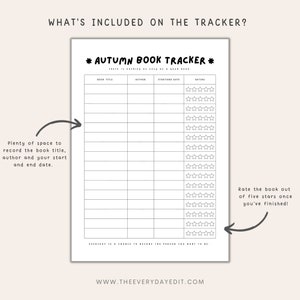Autumn Book Tracker Printable, Book List Tracker, Reading Tracker, Book ...