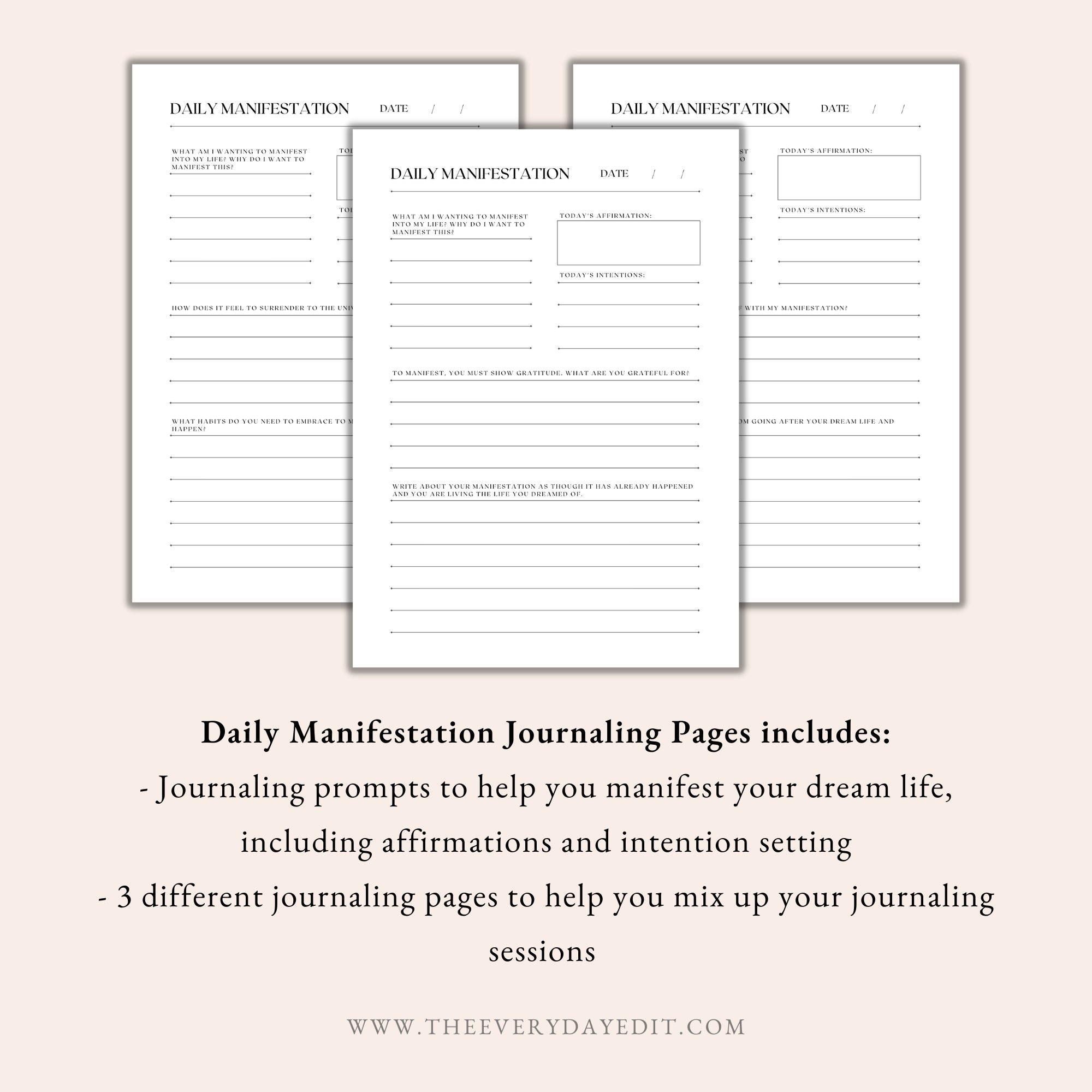 Manifestation Planner and Journal Bundle, Manifestation Journal Prompts ...