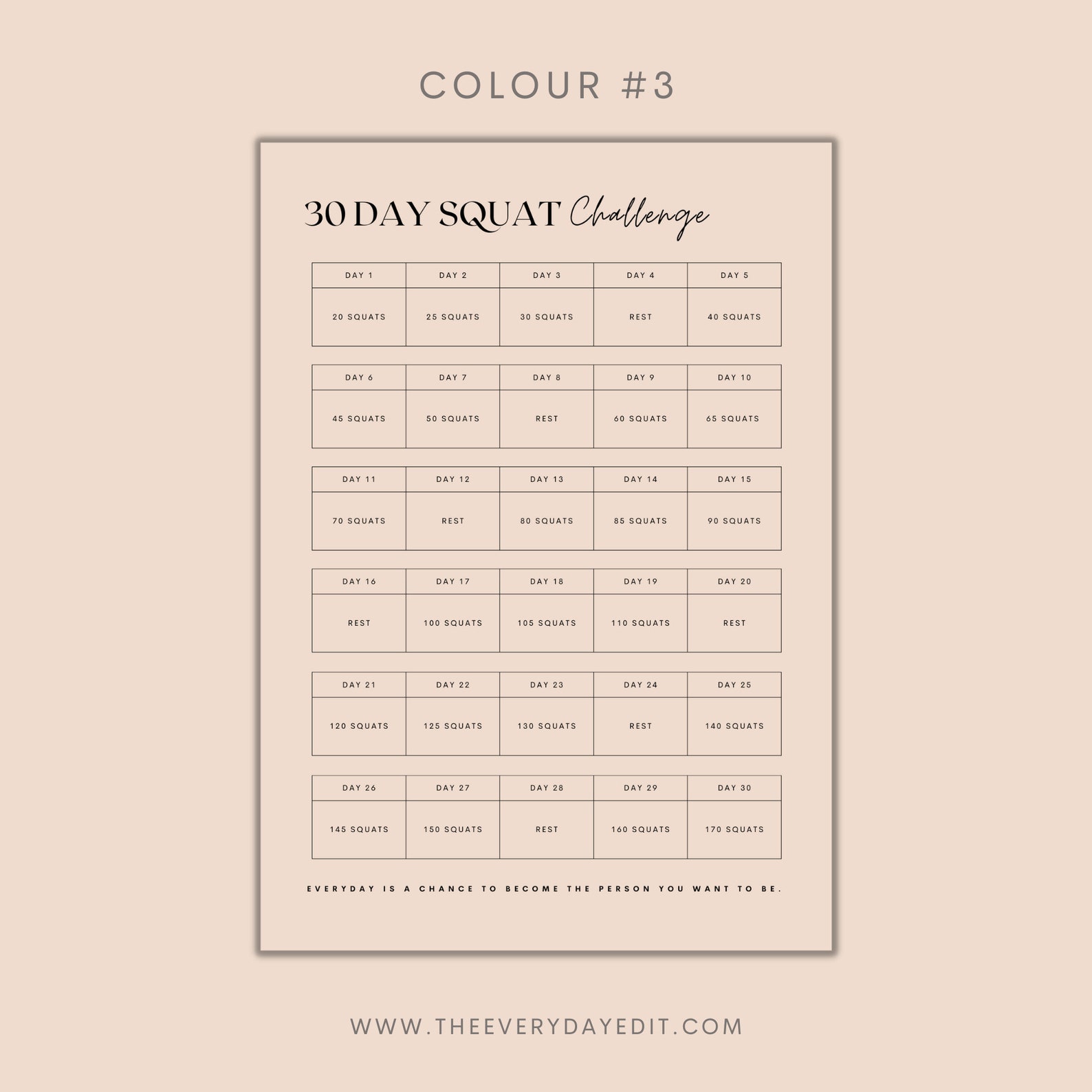 30 Day Squat Challenge Printable, 30 Day Challenge, 30 Day Tracker ...