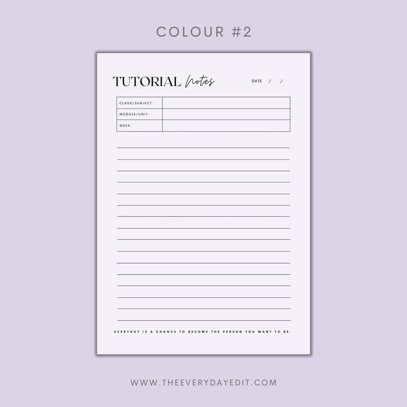 Tutorial Notes Tracker Printable College Tutorial Notes - Etsy