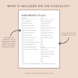 Halloween Checklist Printable, Halloween Party, Halloween Planner ...