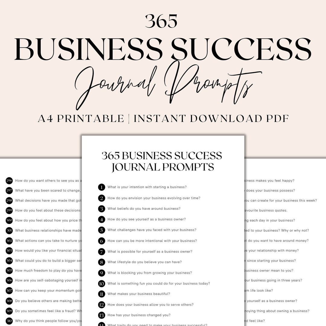 365 Business Success Journal Prompts Printable, Small Business ...