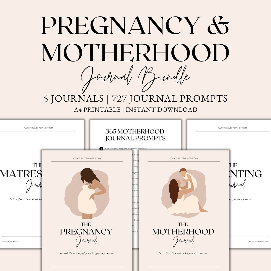 Pregnancy and Motherhood Journal Bundle Printable, Journal Prompts ...