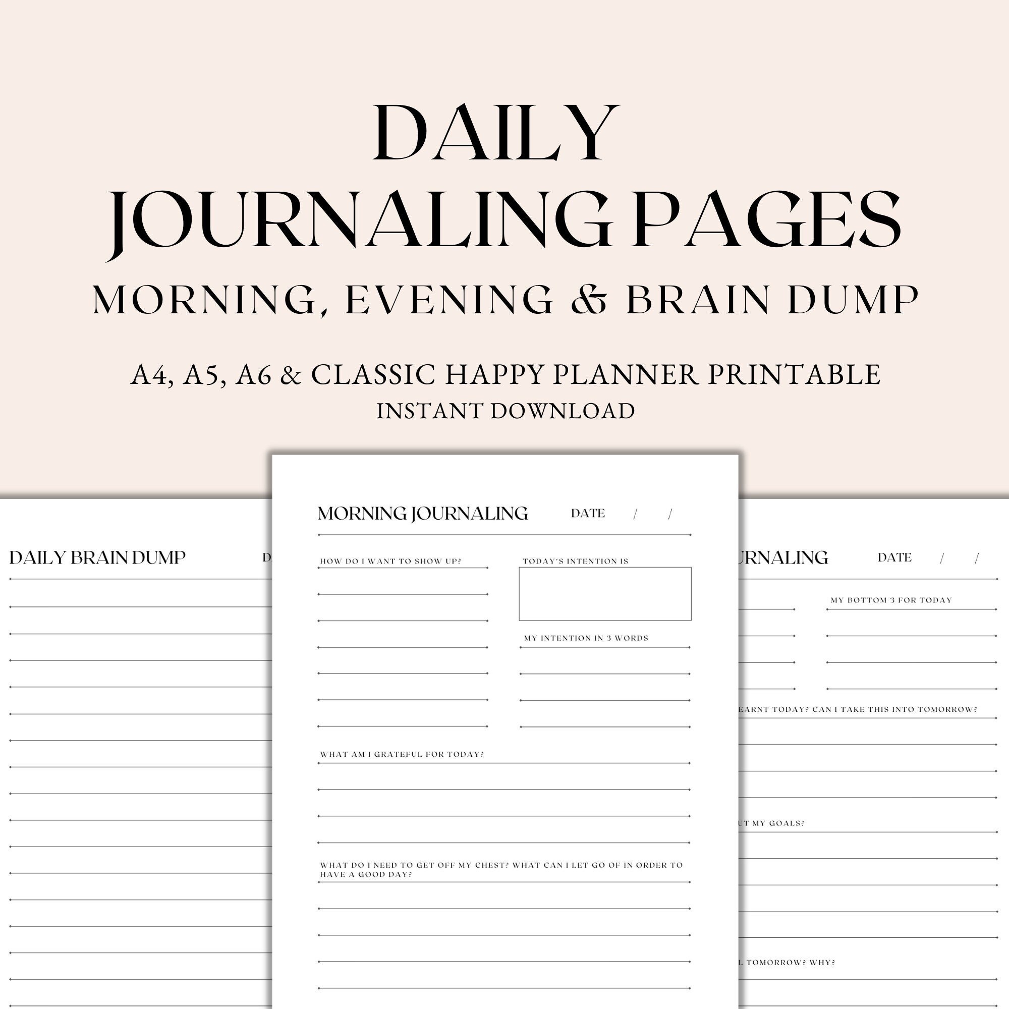 Daily Journaling Pages Printable Download Daily Journal - Etsy Australia
