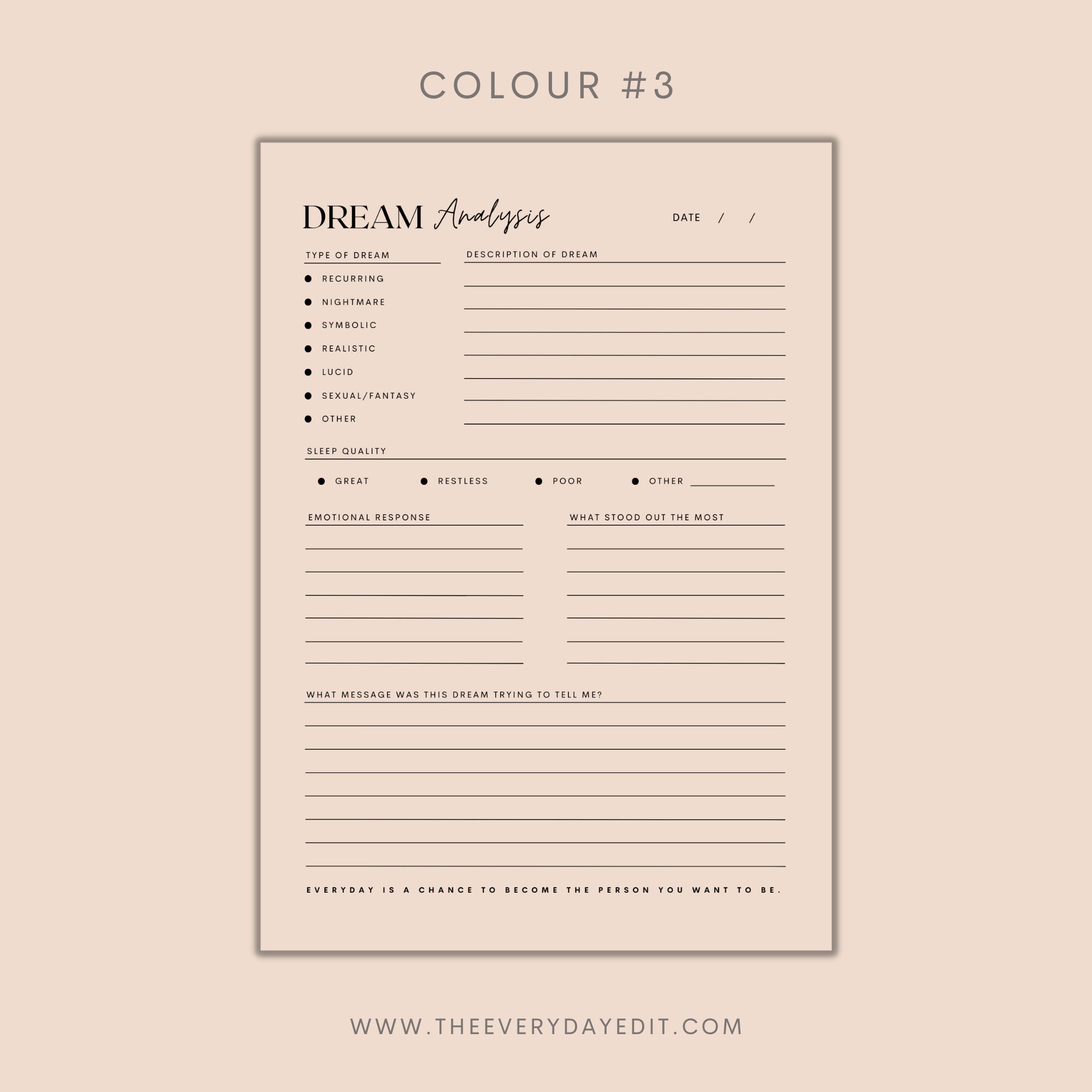 Dream Analysis Printable, Dream Tracker Printable, Dream Journal, Dream ...